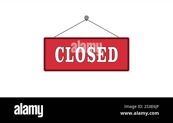 Closed Sign Swinging Motion Animation. Looped animation of a with an ...