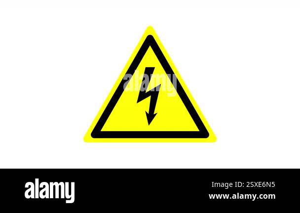 Animated Electric Shock Warning Sign. This 4k video is with an alpha ...