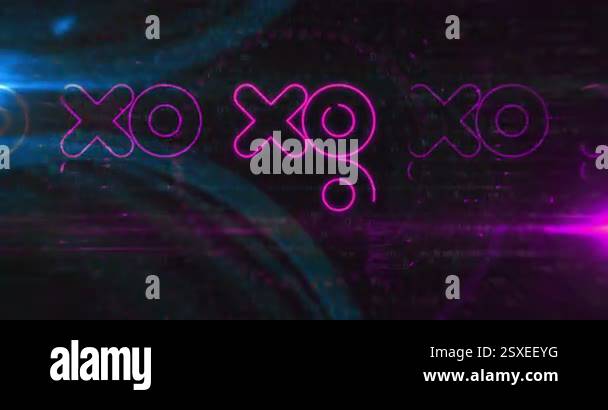 XOXO love and kiss symbol abstract digital concept. Cyber technology ...
