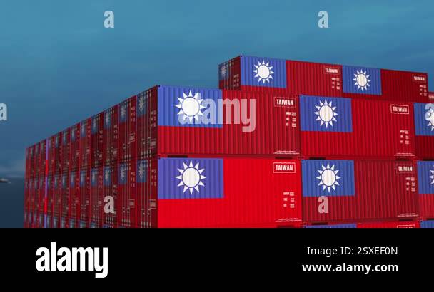 Taiwan export production and import cargo containers in port terminal ...