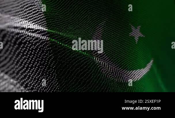 Pakistan flag waving pixel. Pakistani blowing banner cyber attack hack ...