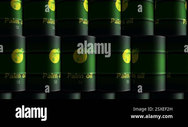 Palm oil barrels in row seamless and loopable concept. Food fat ...
