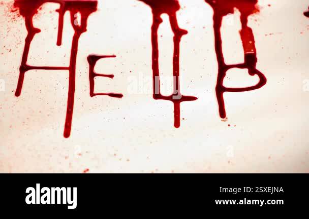 Help bloody word And blood splashes on white background.Murder and ...