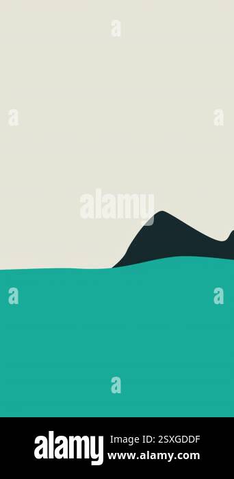 Minimal mountain land space illustration loop background. Clouds ...