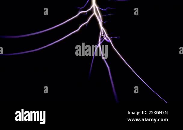 Bright electric surge rapidly flashing downward through complete ...