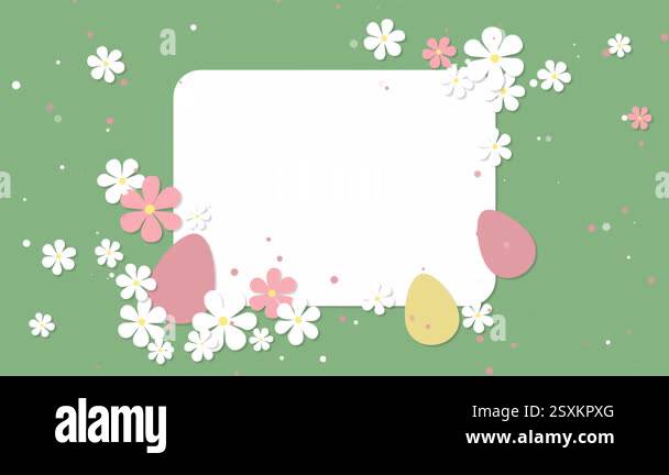 Happy Easter greeting card with spring flowers, easter egg in modern ...