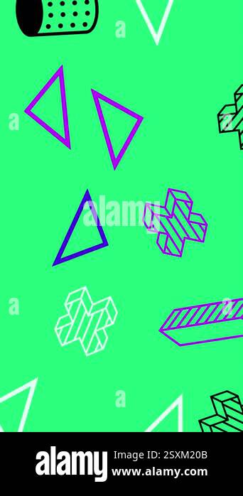 Color random seamless pattern loop background. Geometric icons. Green ...