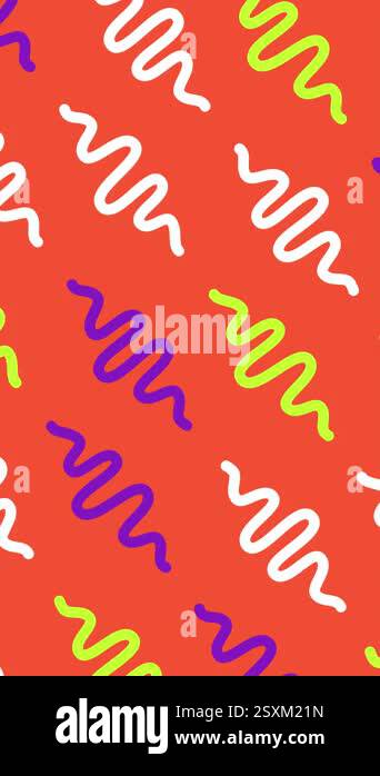 Minimal modern zig zag loop background. White and purple curved line on ...