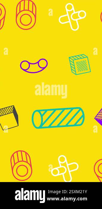 Memphis design abstract animated background. Random elements on loop ...