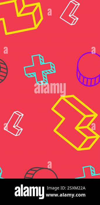 Memphis design abstract animated background. Random elements on loop ...
