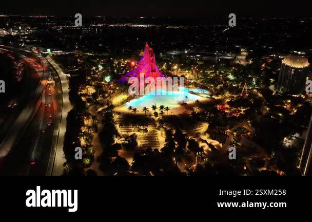 Volcano Bay At Orlando In Florida United States. Illuminated Park ...