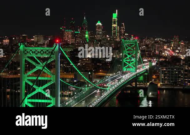 Cable Bridge At Philadelphia In Pennsylvania United States. City At ...