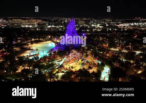Volcano Bay At Orlando In Florida United States. Illuminated Amusement ...