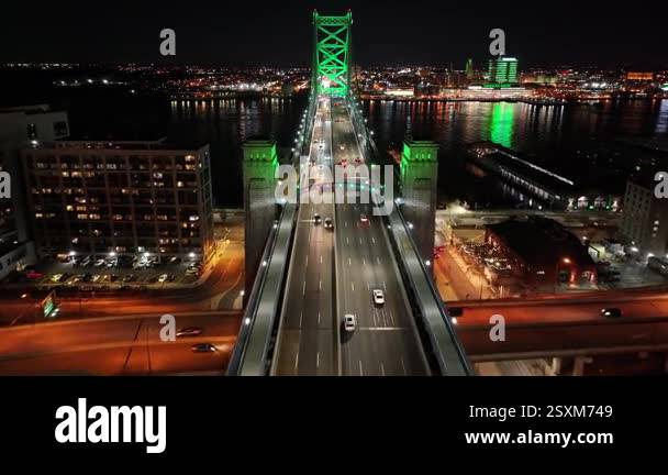 Cable Bridge At Philadelphia In Pennsylvania United States. City At ...