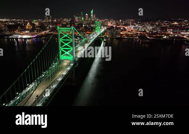 Cable Bridge At Philadelphia In Pennsylvania United States. City At ...