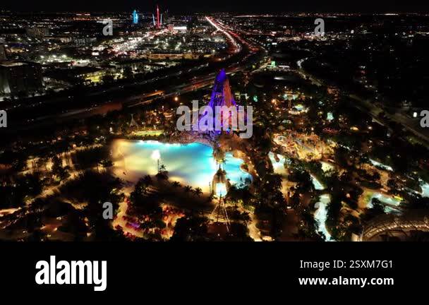 Volcano Bay At Orlando In Florida United States. Illuminated Amusement ...