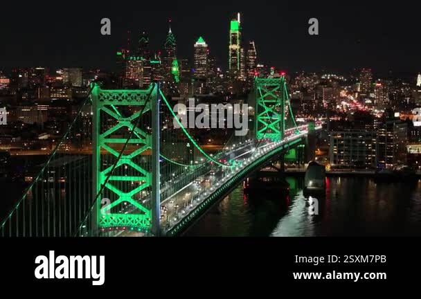 Cable Bridge At Philadelphia In Pennsylvania United States. City At ...