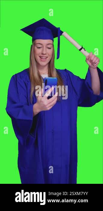 vertical Jubilant graduate student celebrating academic achievement ...
