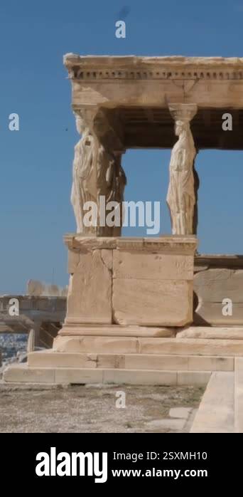 columns in a Greek temple in the form of female figures of caryotids ...