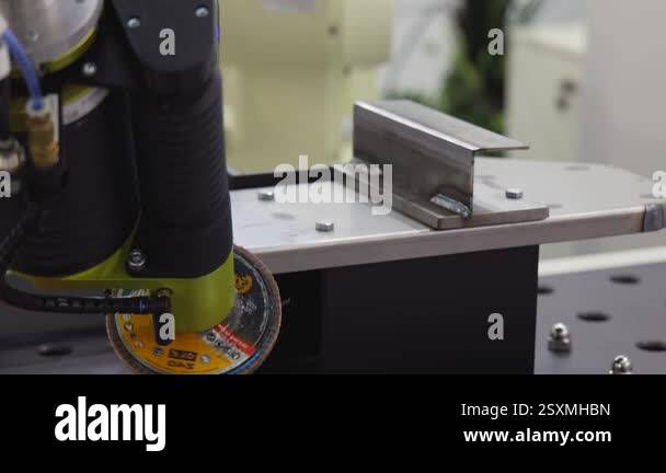 Automated Robotic Arm Angular Grinder Metal Fabrication Process Stock ...