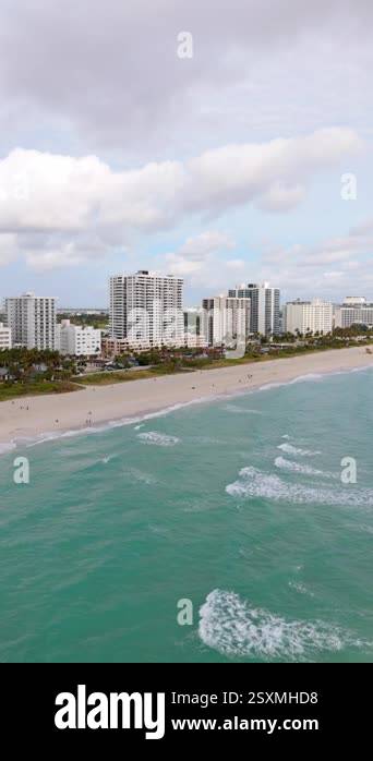 Aerial view highlights Miami Beach skyline, featuring iconic beaches ...