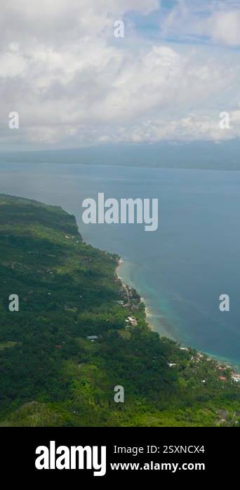 Aerial view of Cebu island with mountains view from the sea. Seascape ...