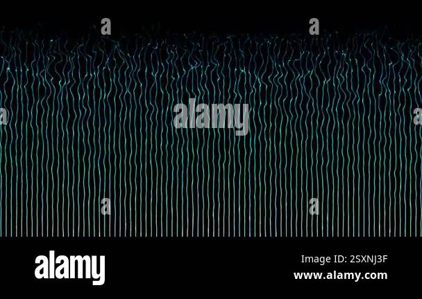 Animated shiny parallel lines or stripes moving wavy pattern on black ...