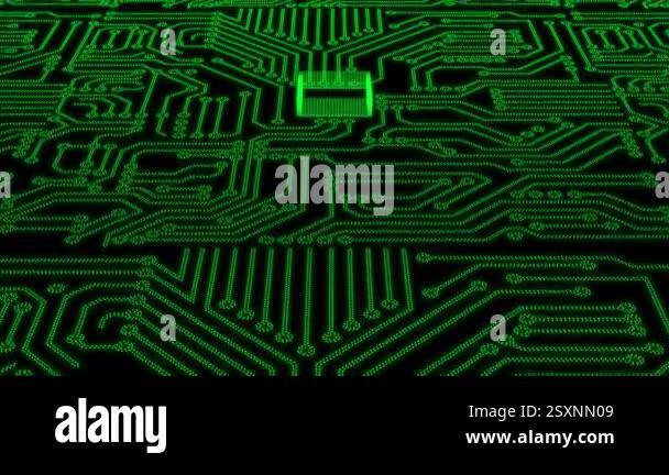 Animated Hi-tech 3d circuit board pattern technology background, 3d ...
