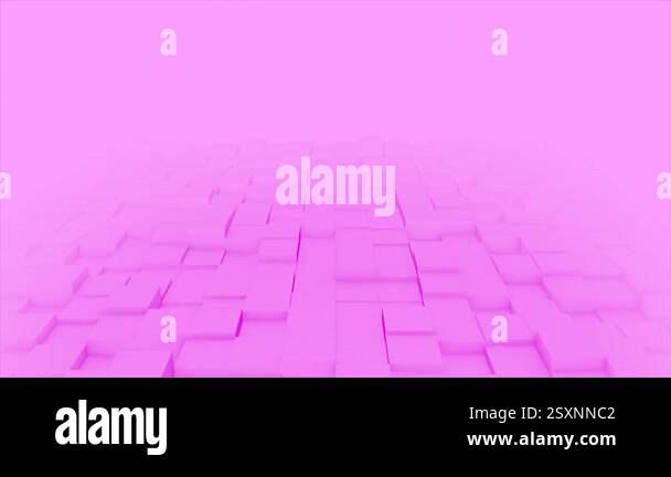 Animated Pink color 3d cubes slowly moving blank 3d space background ...