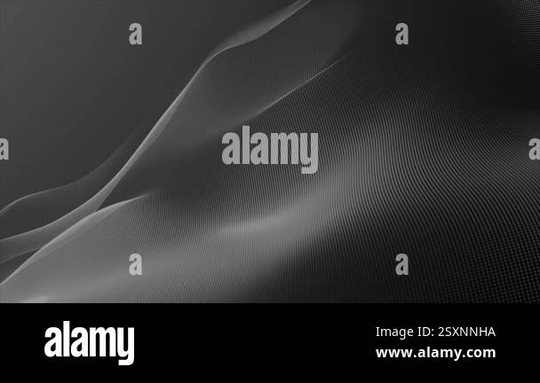 Animated White color hi-tech particles slowly moving in cyberspace forming futuristic wave ...