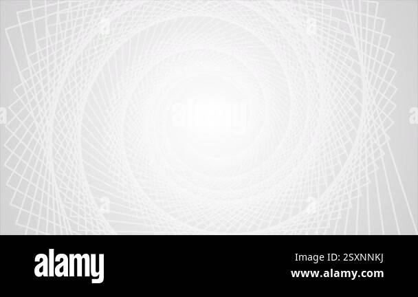Animated White color complex pattern slowly rotating tunnel background, futuristic loop able ...