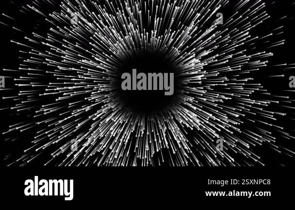 Animated white color 3d glowing shooting particles in 3d blank space ...
