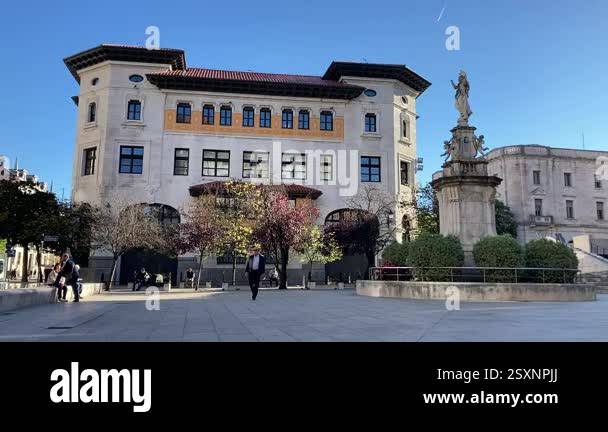 City view of buildings in Santander, Spain. Street view and historic ...