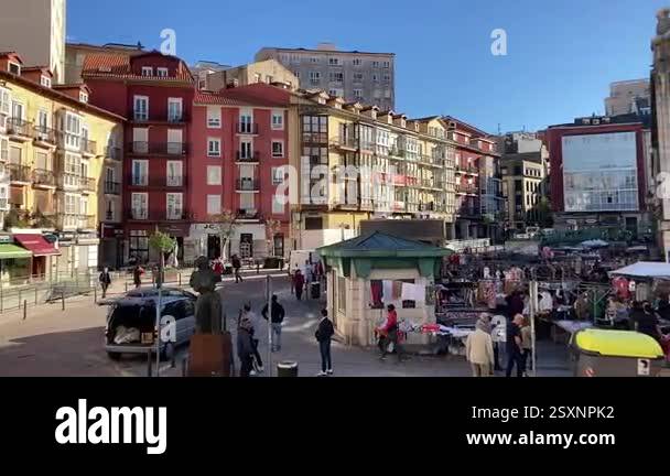 City view of buildings in Santander, Spain. Street view and historic ...