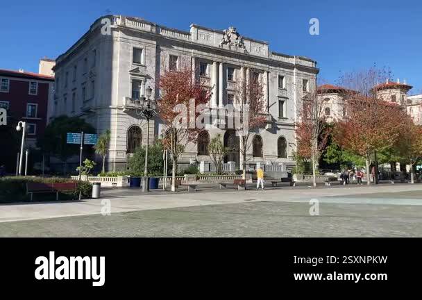 City view of buildings in Santander, Spain. Street view and historic ...