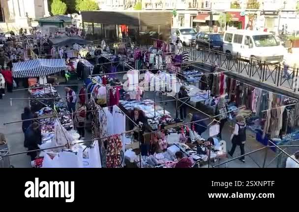 Traditional Spanish market stalls in Santander, Spain. Street view and ...