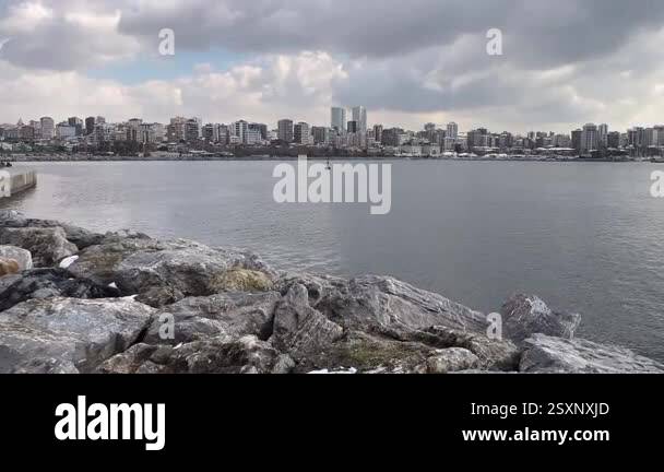 Moda,Istanbul,Turkey.February 23,2025. Long distance view of Moda beach ...