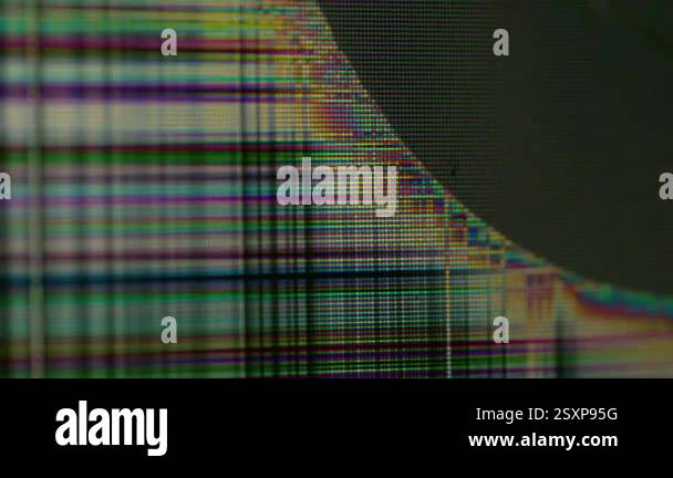 Broken LCD. TV damage. Distorted digital channel signal of cracked ...