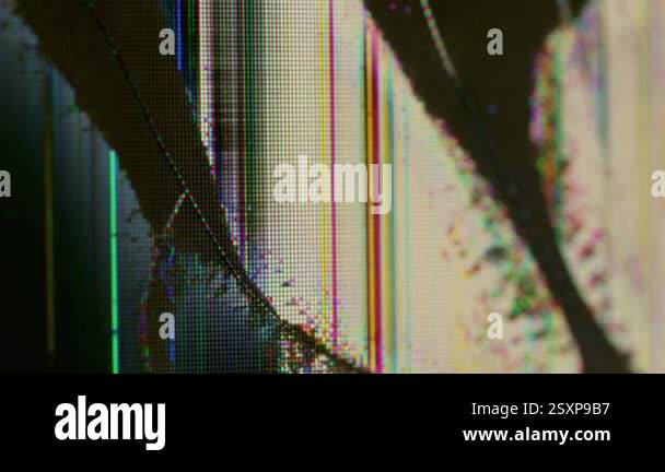 Screen failure. Distorted analog. Modern damaged monitor texture with ...