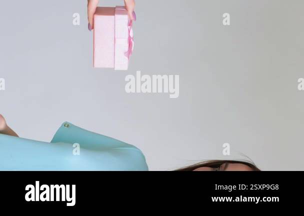 Vertical video. Bad surprise. Upset woman. Portrait of happy female ...