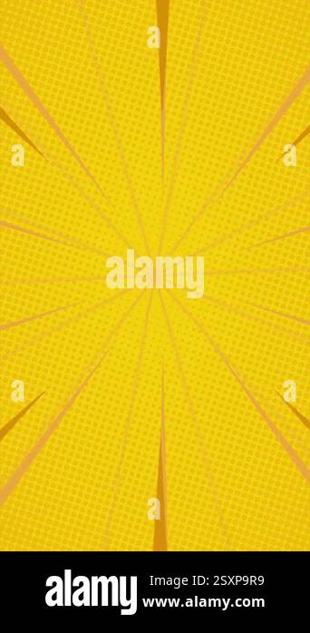 Animation of yellow comic vertical background with bold lines in pop ...