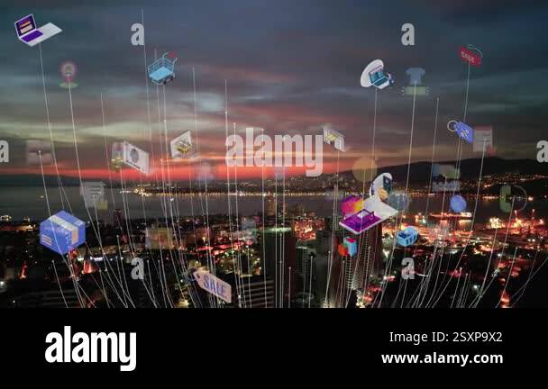 Smart city and communication network concept. Digital transformation ...