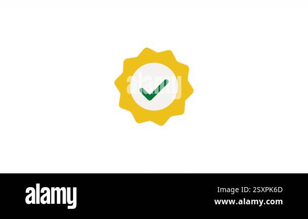 Bright Yellow Verified Badge Icon with a Green Check Mark. High quality ...