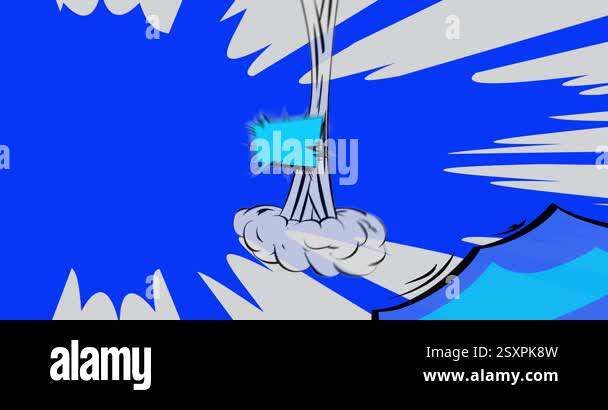 Cartoon blue and white background animation, comic book backdrop video ...
