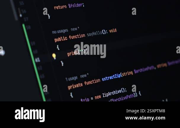 Developer writing an I love coding function in a development environment, focus on PHP syntax ...