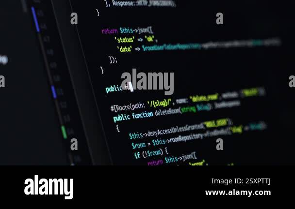 Developer writing a function in a development environment, focus on PHP syntax, backend ...