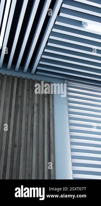 Geometric details in the design of the room. Long ledges with lamps of ...