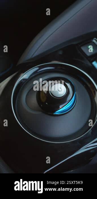 Vertical Format Video of Electric car parking shifter. Button Of Car ...
