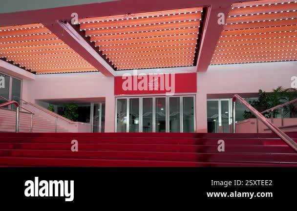 Cannes, France - September 20, 2024: Red carpet stairway at Palais des ...