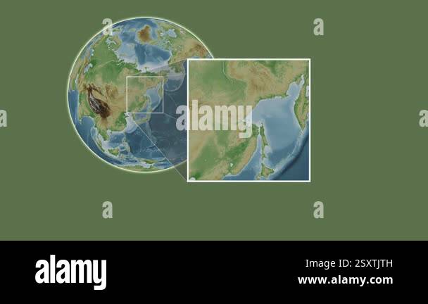 Bolshoy Shantar Island. Presentation of the location on a colored ...